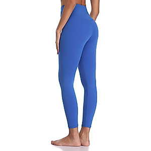 YUNOGA Women's Soft High Waisted Yoga Pants Tummy Control Ankle Length Leggings (M, Royal Blue)