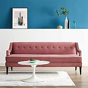 Modway Concur Mid-Century Modern Upholstered Velvet Sofa In Dusty Rose