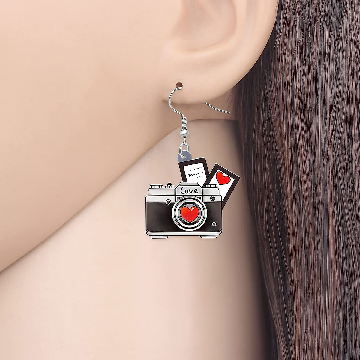 LONYOO Acrylic Funny Retro Radio Cassette Tape Earrings Dangle 80s 90s Jewelry Vintage Gifts for Women Birthday Party Favors (Ebony)