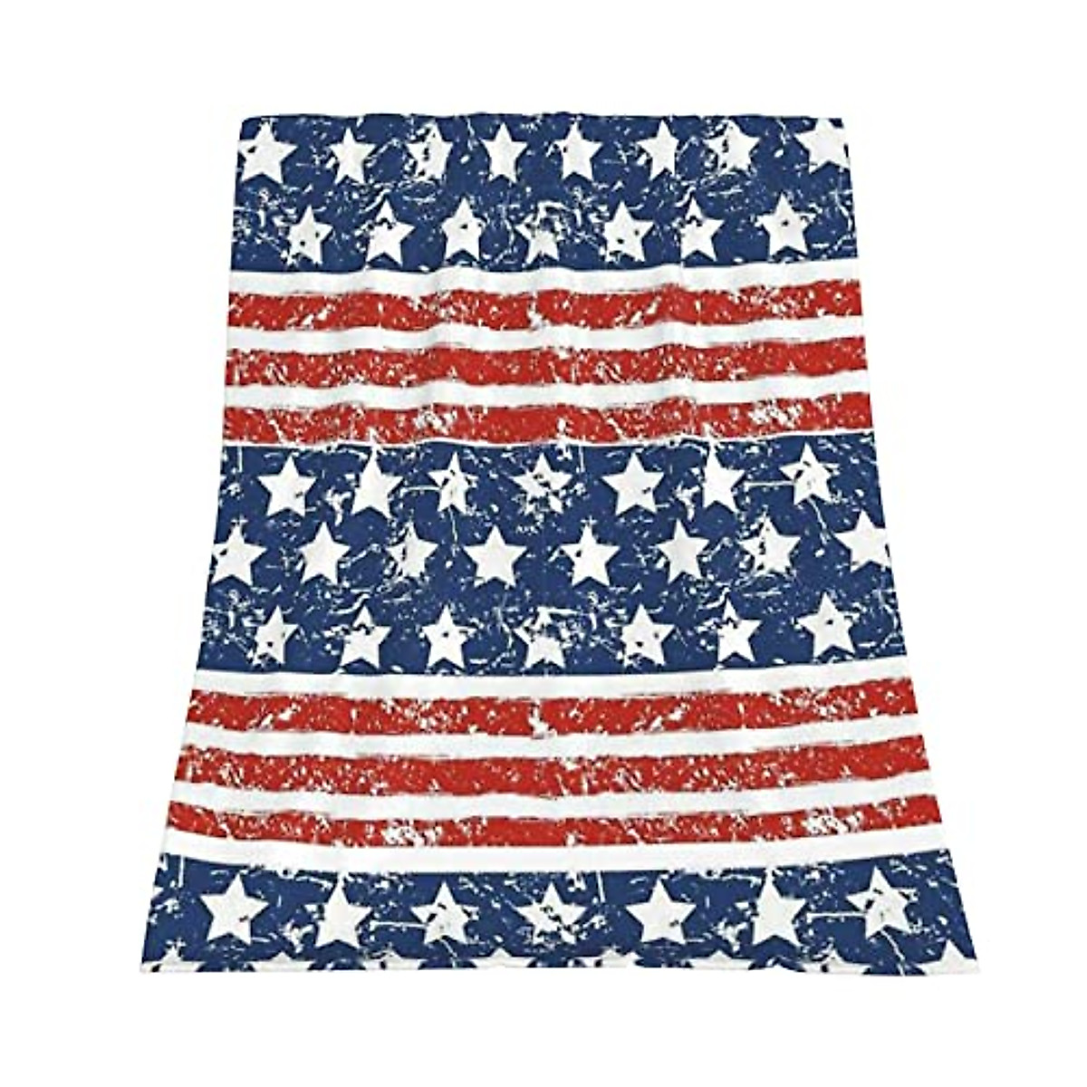 Independence Day Blanket 4th of July USA Flag Day Theme Blanket Super Soft Throw Blankets Red and White Stripes Stars Lightweight Cozy Warm Flannel Fleece Blankets for Sofa Bed Couch 50"x60"