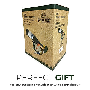 Rivers Edge Products Wine Bottle Holder for 750ml Standard Wine Bottle, Hand-Painted Poly Resin Kitchen Decor, Unique and Rustic Home Decor for Countertop or Wine Bar, Mallard Duck