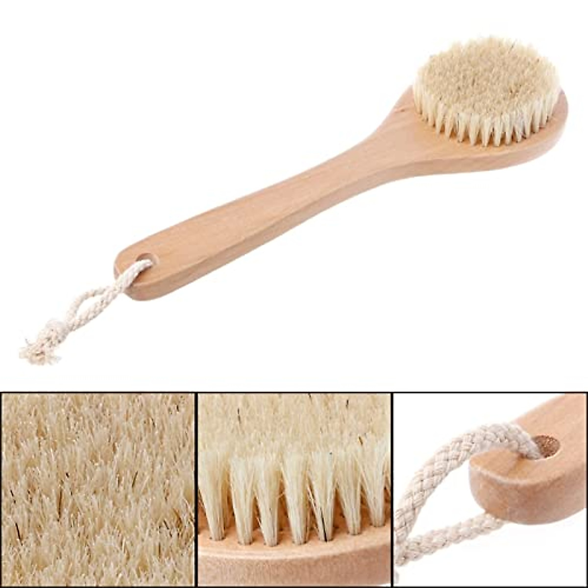 INGVY Dry Brushing Body Brush Wooden Handle Natural Bristle Dry Skin Exfoliation Body Brush Massager Dropshipping