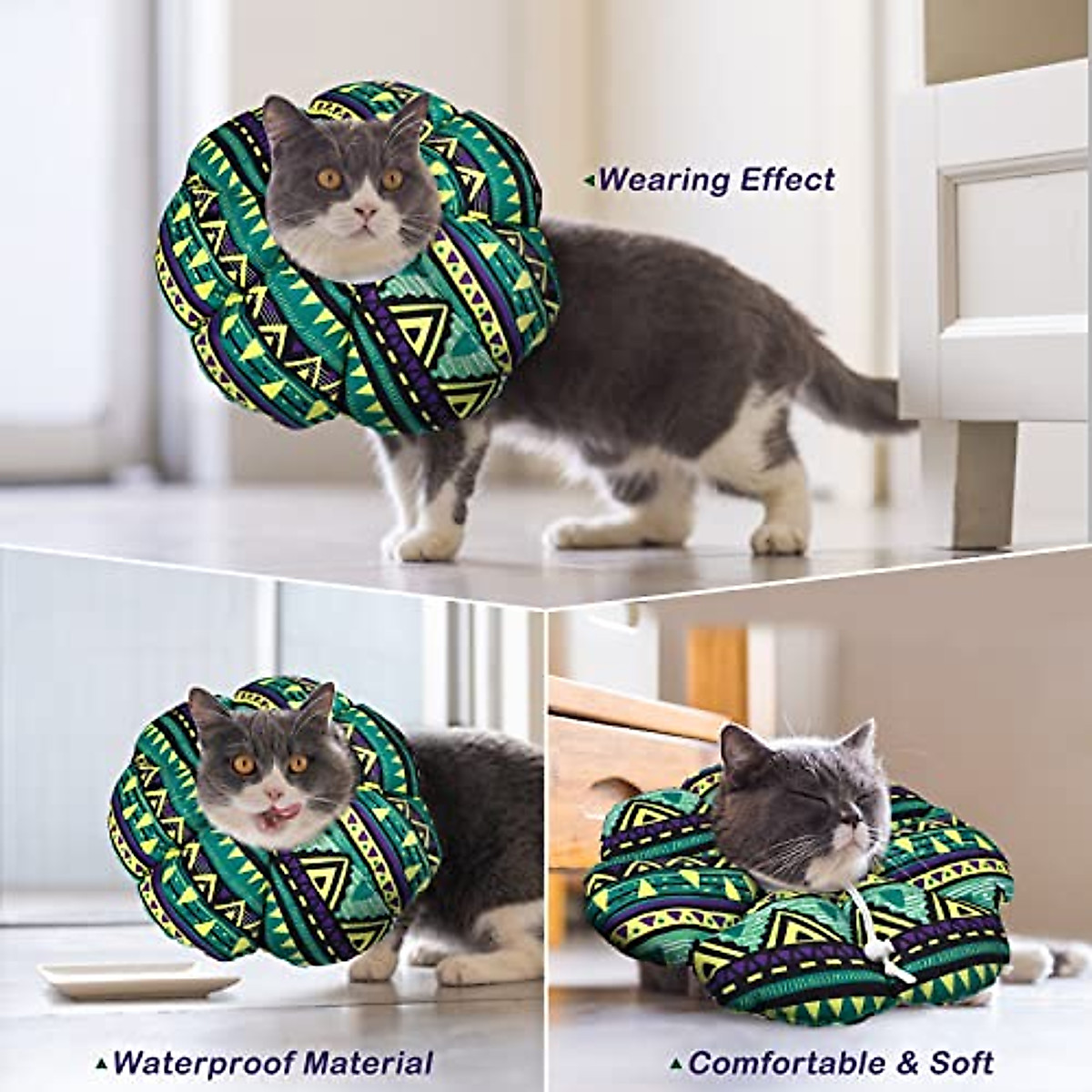 Cat Collar Cone: Comfy Recovery Alternative Cone for Kitten Puppy Small Dog to Stop Licking Waterproof Cute Protective Neck Cone After Surgery Neutering