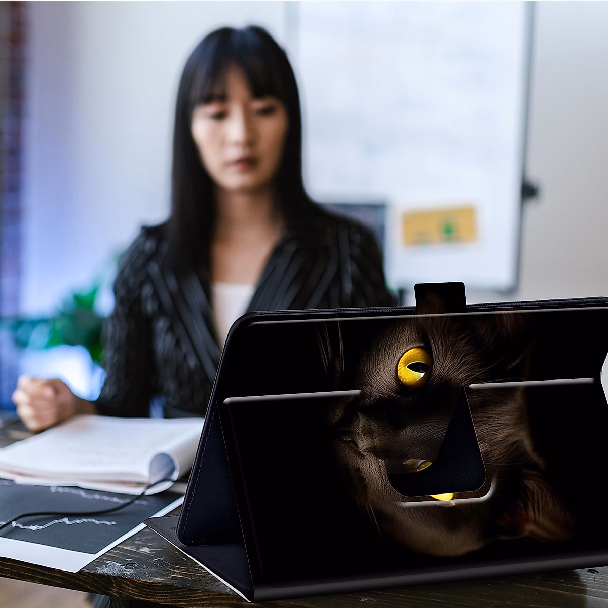 Case for TECLAST T40S Tablet 10.4 Inch,360 Degree Rotating Case Protective Cover with Kickstand and with Magnetic Closure,for TECLAST T40S Tablet 10.4 Inch,Cute Wild Cat