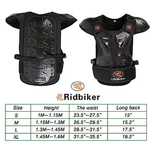 Kids Dirt Bike Gear Chest Protector Motocross Gear Motorcycle Armor Vest Elbow Guard Knee Shin Guard Pads Youth Motorcycle Protective Gear (Black, L:(Height:51.18"-57.08"))