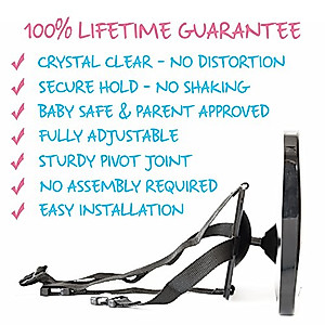 Baby Mirror for Car - Safely Monitor Infant Child in Rear Facing Car Seat - Wide View Shatterproof Adjustable Acrylic 360°for Backseat - Best Newborn Car Seat Accessories - by Snookums