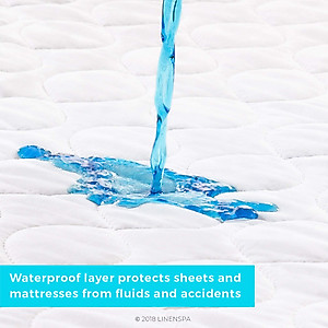 Linenspa 44" x 52" Skid Resistant Waterproof Sheet and Mattress Protector Pad-Highly Absorbent-Machine Washable-Quilted, White