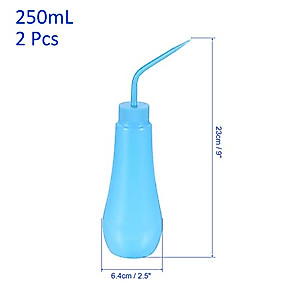 M METERXITY 2 Pack Squeeze Bottle - Plant Watering Wash Bottles Bent Tip Mouth Plastic, Apply to Indoor/Outdoor/Garden (250ml Blue)