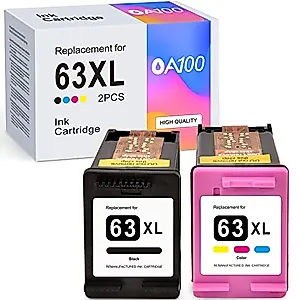 OA100 63XL Remanufactured Ink Cartridge Replacement for HP 63 63XL for HP Envy 4520 4512 Officejet 3830 4650 5258 5255 5200 4655 4652 5222 5252 Deskjet 3630 1112 3631 (Black Tri-Color 2 Pack)