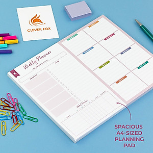 Clever Fox Weekly Desk Planner – Desktop Weekly To Do List Notepad & Planning Pad for Boosting Productivity, 50 Tear Off Weekly Journal Sheets, Size: 8.5" x 11" – Pink