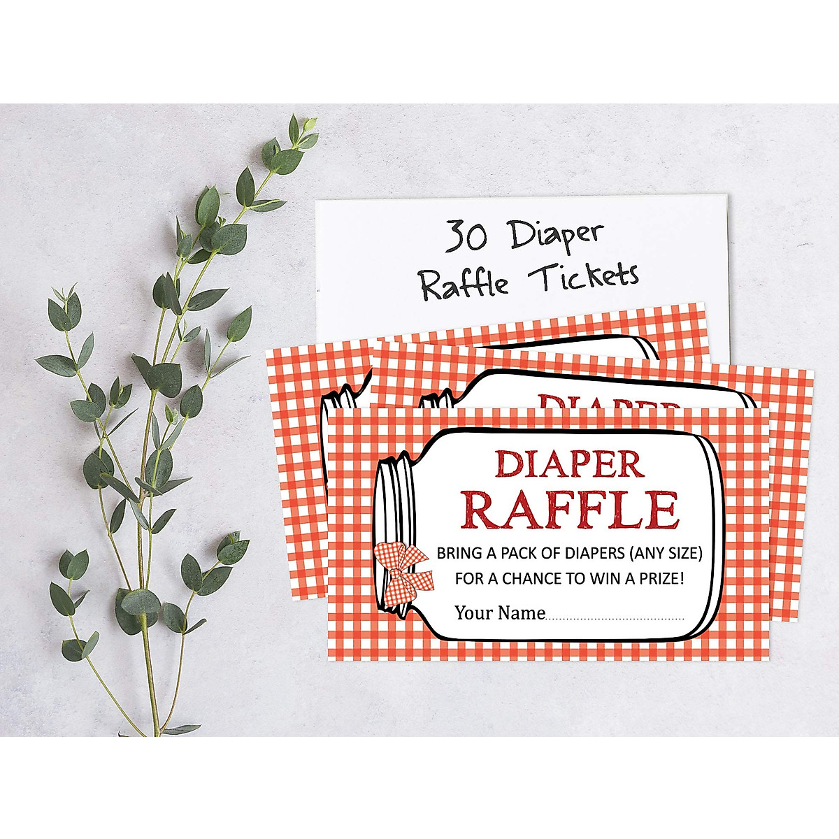 Inkdotpot Set of 30 BBQ Baby Shower Invitations-Diaper Raffle Tickets and Baby Shower Book Request Cards Gender Neutral Invites Its A Boy Its A Girl