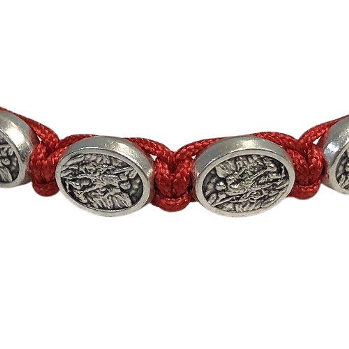 20th Street Products Saint Michael- Red- Slipknot Adjustable Bracelet plus The Life and Prayers of Saint Michael The Archangel book and Saint Michael Laminated Prayer Card