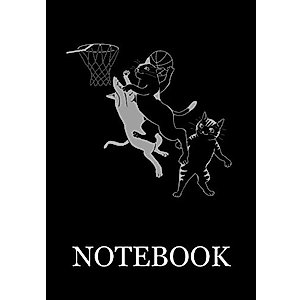 Basketball Cats Minimalist Black Notebook Dot Grid | Christmas gift | 7x10 125 pages simple dot grid| Basketball Cats black matte notebook