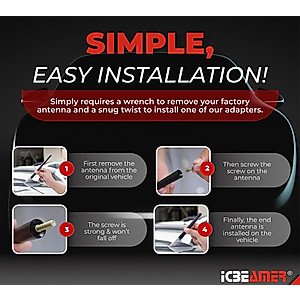 ICBEAMER 50 Cal Carbon Fiber Bullet Antenna Replacement [Color: Red], Universal Fit Truck Van Cars Made with 6061 Solid Aluminum & Anti Theft Anti Chip Design Universal Fit Good for AM/FM Radio