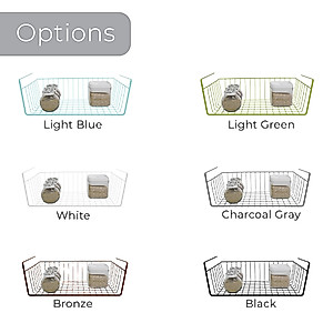 Smart Design Undershelf Storage Basket - Medium - Snug Fit Arms - Steel Metal Wire - Rust Resistant - Under Shelves, Cabinet, Pantry, and Shelf Organization - 16 x 5.5 Inch - Charcoal Gray