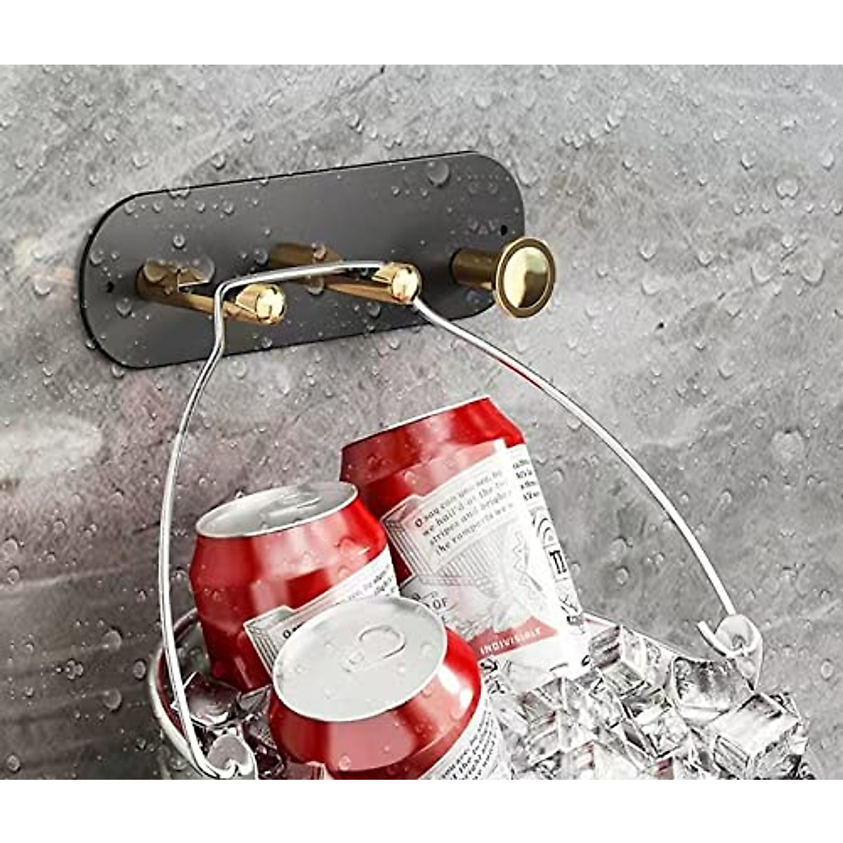 AYIYAKE Hair Dryer Holder Adhesive No Drill Wall Mounted Aluminum Alloy Blow Dryer Rack Barbershop Saloon Fit for Most Hair Dryers（ Aluminum Black Gold