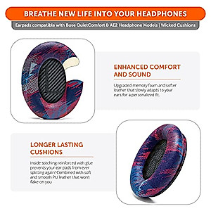 WC Wicked Cushions Replacement Ear Pads Compatible with Bose QuietComfort 35 (QC35) & QuietComfort 35ii (QC35ii) Headphones & More - Improved Comfort & Durability | (Speed Racer)