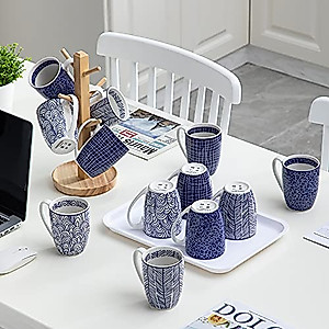 vancasso Porcelain Coffee Mug Set, Takaki 300 ml/10.6 Ounce Coffee Tea Cup Set of 4, for Cappuccino/Latte/Tea, Blue