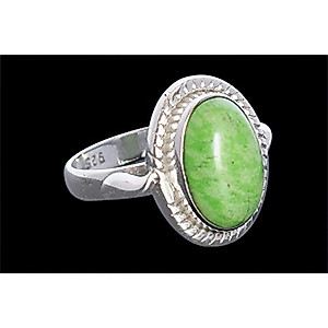 Ravishing Impressions Green Gaspeite Bridal-Wedding Unique Beautiful 925 Sterling Silver Women's Ring