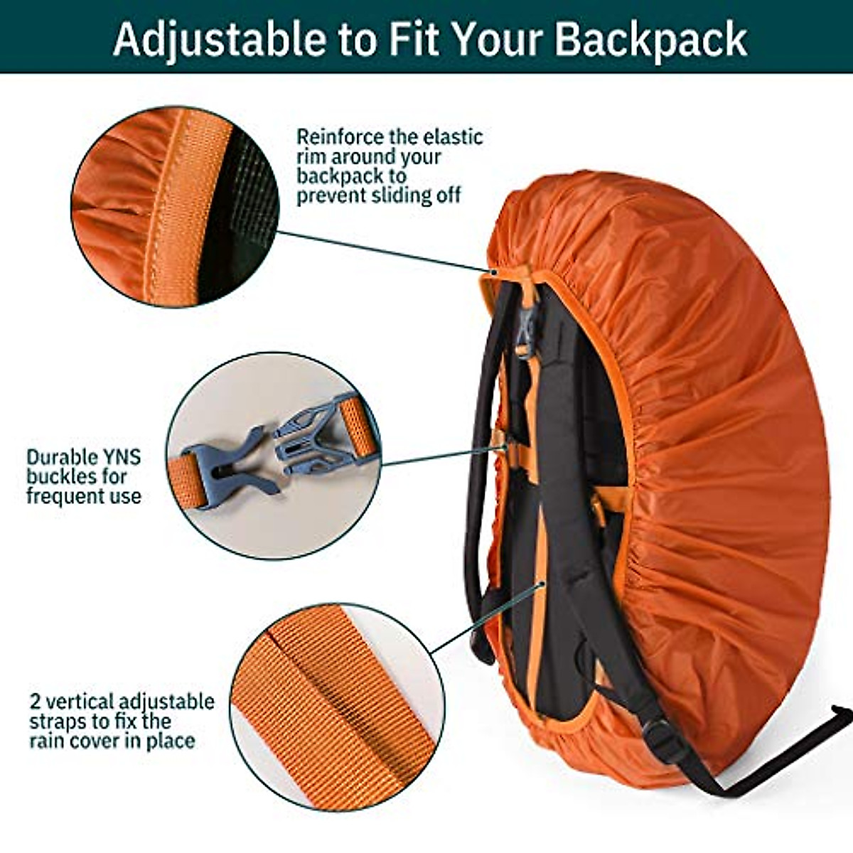 Unigear Backpack Rain Cover Waterproof Rating 5000mm, Ultraportable and Durable with 2 Anti-Slip Buckle Strap, Integrated Carry Pouch Design