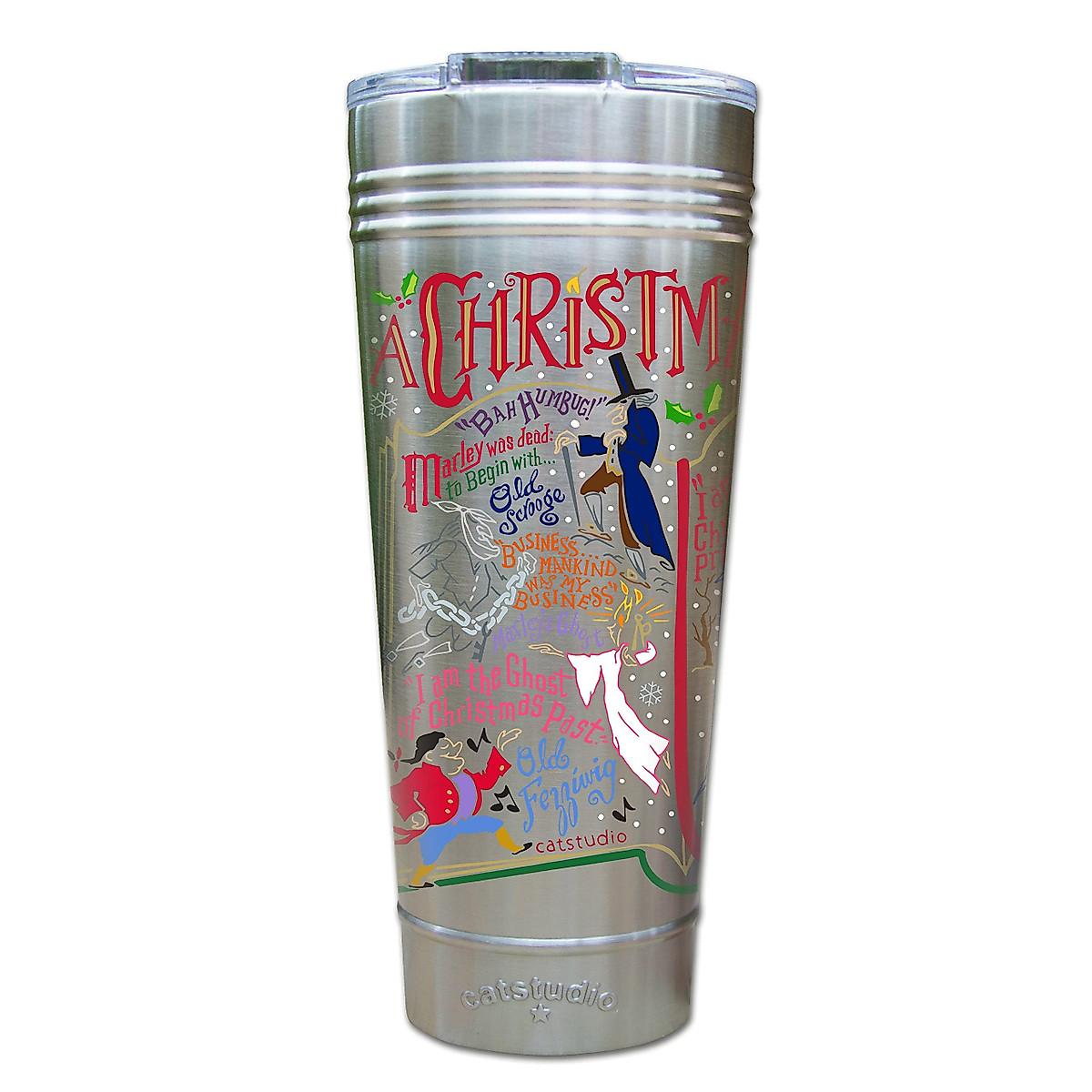 Catstudio Christmas Carol Thermal Tumbler | Triple Wall Insulation With Non Slip Bottom | Great Holiday and Christmas Travel Cup for Water, Coffee, Tea, or Smoothies