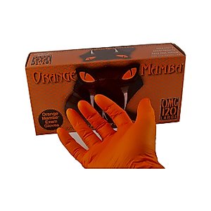 Orange Mamba Super Strong Nitrile 100 Glove Box Textured Grip (Extra Large)