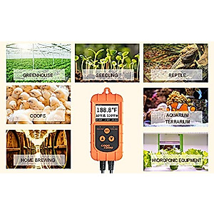 GOQOTOMO Smart Temperature Controller Thermostat Heating and Cooling Mode for Homebrew Fermenter Greenhouse Terrarium 100-240VAC NTC Sensor Improved Version