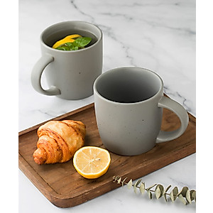 famiware Speckled Coffee Mugs Set of 4, 13oz Large Stoneware Coffee Mugs, Modern Coffee Mugs Set with handle for Tea, Latte, Cappuccino, Milk, Cocoa, Dark Grey………