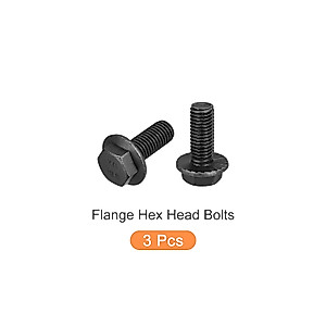 METALLIXITY Flanged Hex Head Bolts (M12x30mm) 3pcs, Hexagon Serrated Flange Bolt Fully Thread Screw - for House Construction Hardware Fasteners