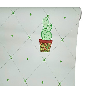 Yifely Cactus Shelving Paper Removable Light Green Shelf and Drawer Liner Cover L-Shaped Desk with Bookshelves 17.7 Inch by 9.8 Feet