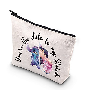 TSOTMO Hawaiian Trip Inspired Gift Funny Cartoon Makeup Bag Cartoon Love Gift For friend (to my Stitch)