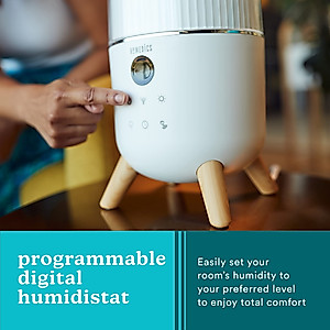 Homedics Ultrasonic Humidifier - Large Deluxe Air Humidifiers for Bedroom, Plants, Office - Top-Fill 1.47-Gallon Tank, Cool Mist, Essential Oil Pads and Built-In Timer, 3 Speed Settings, White