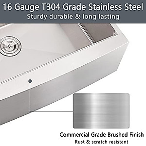 33 Inch Farmhouse Sink - Loftus Apron Front Kitchen Sink 16 Gauge Stainless Steel Workstation Ledge Deep Single Bowl Farm Sink with Accessories