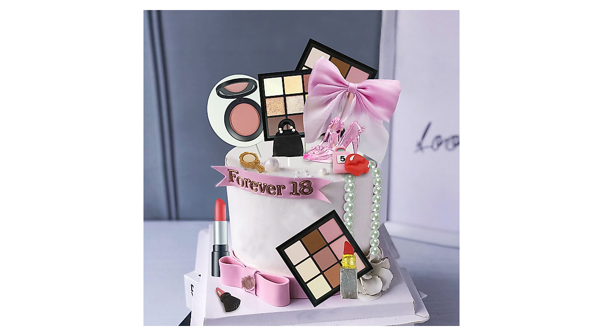 15PCS Makeup Cake Toppers for Birthday & Bridal Showers