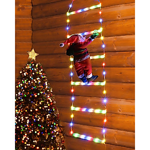 Toodour LED Christmas Light - Christmas Decorative Ladder Lights with Santa Claus, Christmas Decorations Lights for Indoor Outdoor, Window, Garden, Home, Wall, Xmas Tree Decor (2.5FT, Multicolor)