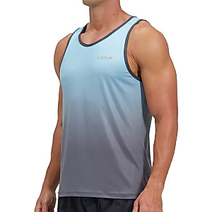 EZRUN Men's Quick Dry Workout Tank Top for Bodybuilding Gym Athletic Jogging Running,Fitness Training Swim Sleeveless Shirts(BlueGradient,s)