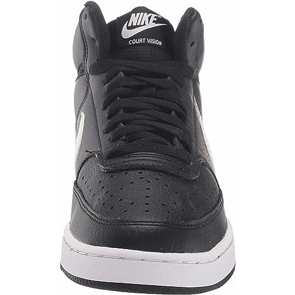 Nike Women's Court Vision Mid Sneaker, Black/White, 8 Regular US