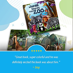 Personalized Story Book by Dinkleboo - Visits The Zoo - for Children Aged 2 to 8 Years Old - A Story About Your Child Going to The Zoo - Soft Cover - Smooth, Glossy Finish (8"x 8")
