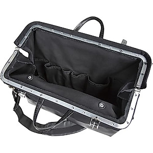 Klein Tools 510218SPBLK Tool Bag, Large 18-Inch Deluxe Canvas Tool Bag and Organizer with 13 Pockets and Shoulder Strap, Black