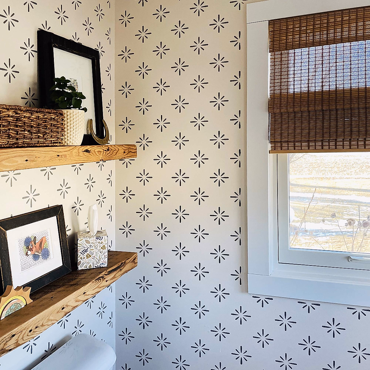 STENCILIT® Starburst Wall Stencil for Painting - 2 Pack 16.5 x 31.5 in Stencil, Geometric Wall Stencils for Painting Large Pattern, Scandinavian Large Wall Stencil