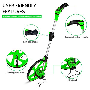 Zozen Measuring wheel, Distance measuring wheel in feet, Wheel Measuring Tool, Rolling Measurement Wheel, Collapsible with Backpack [Up To 10,000Ft]|12’’ Diameter Wheel - Adapt to various roads.
