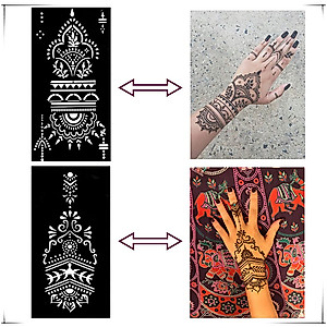 QSTOHENA Henna Tattoo Stencils kit, 12 Sheets Temporary Tattoo Stickers for Women Girls Indian Arabian Reusable Hand Tattoo Templates