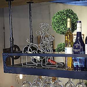 Wine Rack, Upside Down Goblet Rack, Hanging Wine Holder Bar Table, Household Hanging Cup Rack, Wine Ornaments, Height-Adjustable Wine Hanger Organizer Rack (Color : A, Size : 60 *