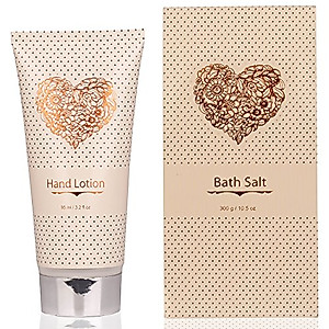 Spa Gift Basket – Bath and Body Set with Vanilla Fragrance by Lovestee - Bath Gift Basket Includes Shower Gel, Body Lotion, Hand Lotion, Bath Salt, Eva Sponge and a Bath Puff