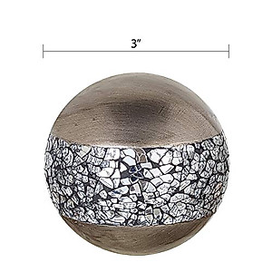 Creative Scents Schonwerk Silver Decorative Orbs for Bowls and Vases (Set of 3) Resin Sphere Balls for Living, Dining Room, Coffee Table Centerpiece Decor - Great Gift Idea (Crackled Mosaic)