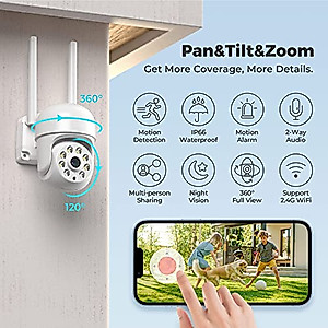 Gerdviaw 2K Security Cameras Outdoor-Camera for Home Security, Spotlight Color Night Vision, Motion Detection, 2.4GHz WiFi, 2-Way Talk, Waterproof, SD Card Storage