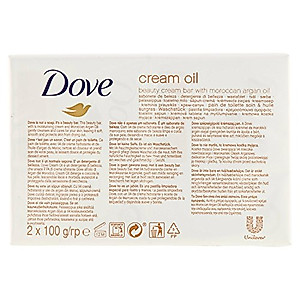 Dove: "Cream Oil Beauty Cream Bar with Moroccan Argan Oil * 3.5 Ounces (100g) Bars (Pack of 2) * [ Italian Import ]