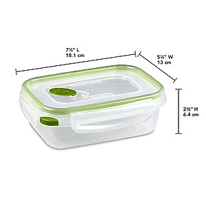 STERILITE 0311 Ultra Seal 3.1 Cup Rectangle Food Storage Container, Clear Green, See Through Lid & Base With New Leaf Accents