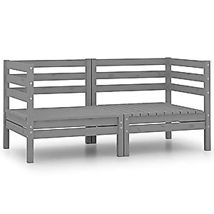 vidaXL Patio Corner Sofas 2 pcs Gray Solid Pinewood