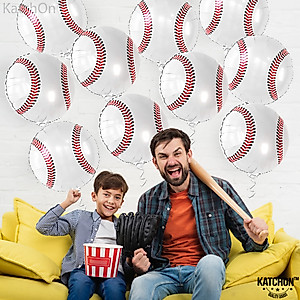 KatchOn, Big 10 Pieces Baseball Balloons - 18 Inch, Baseball Party Decorations | Softball Balloons, Baseball Birthday Decorations | Baseball Birthday Party Supplies | Baseball Decorations for Party